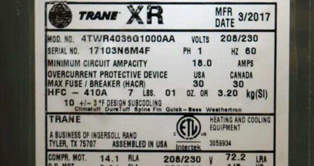 How To Find The Manufacture Date On A Trane Air Conditioner - Clarke ...